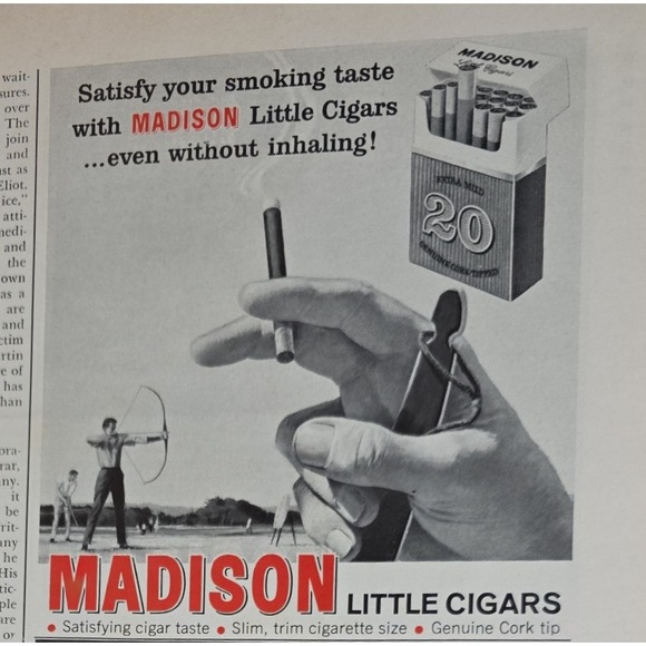 Madison | Art | Vintage 964 Madison Little Cigars Retro Advertising ...